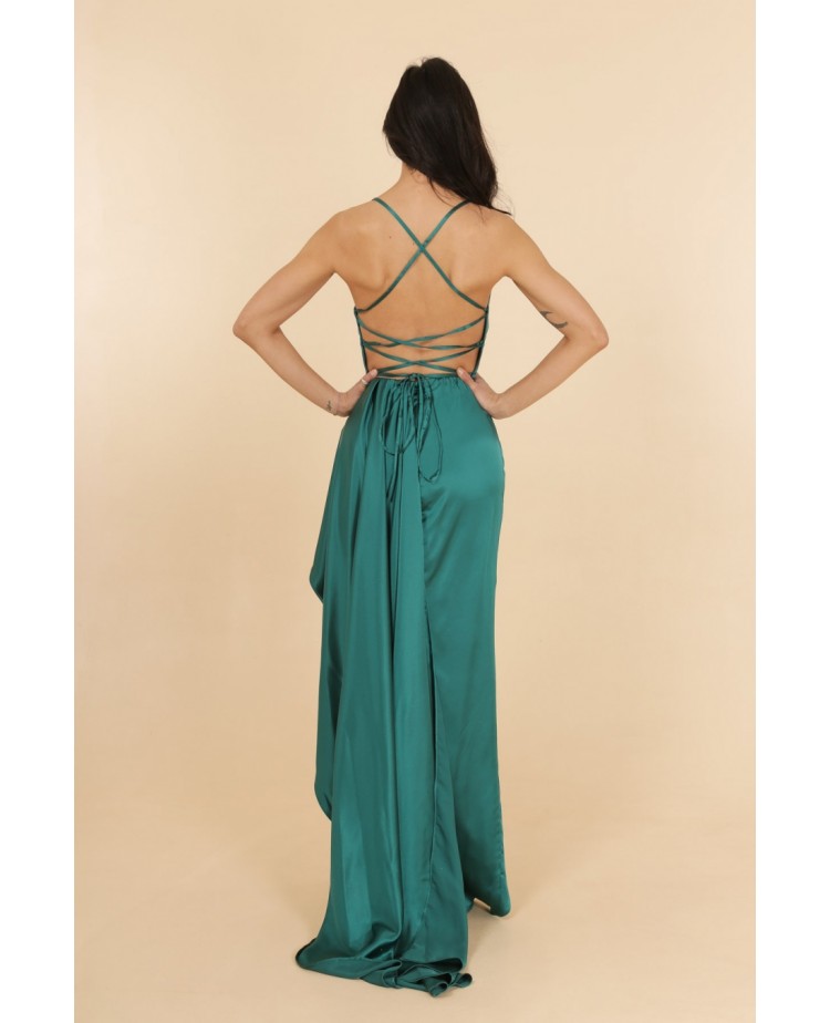 Robe de soirée longue satin coupe fourreau