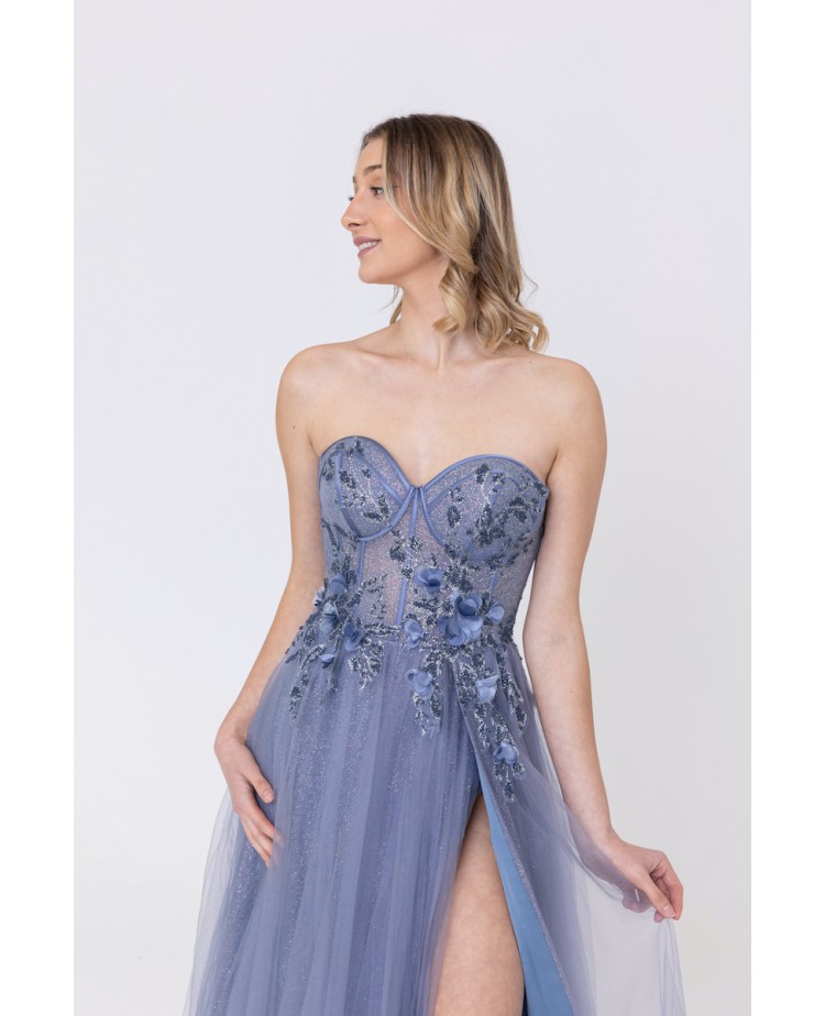 Robe de cocktail indigo coupe évasé Promarried